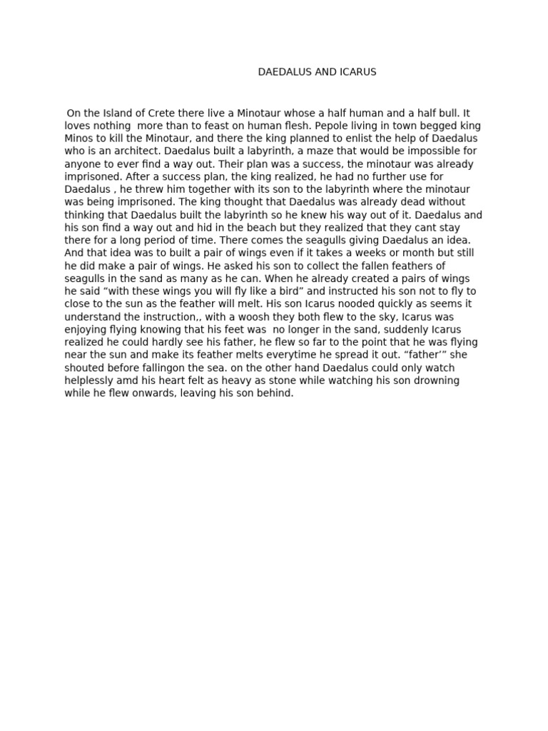 Daedalus and Icarus | PDF