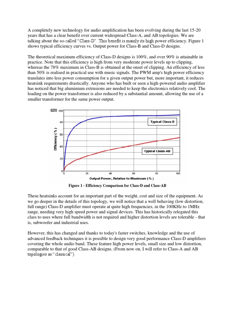 Class D Vs Ab Efficiency Report | PDF | Amplifier | Electrical Circuits
