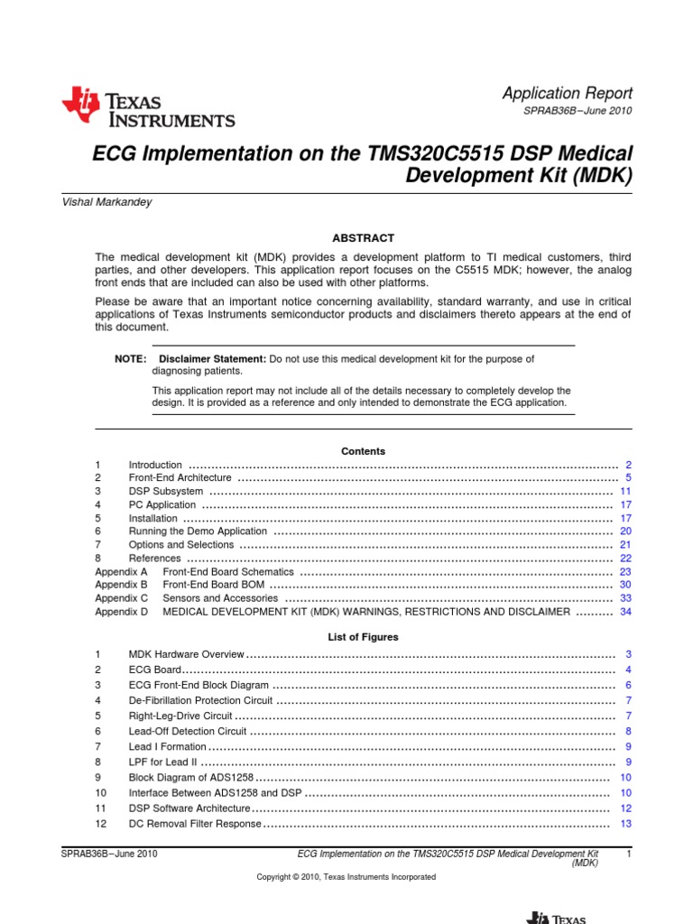 ECG Implementation On The TMS320C5515 DSP Medical Development Kit | PDF | Analog To Digital ...