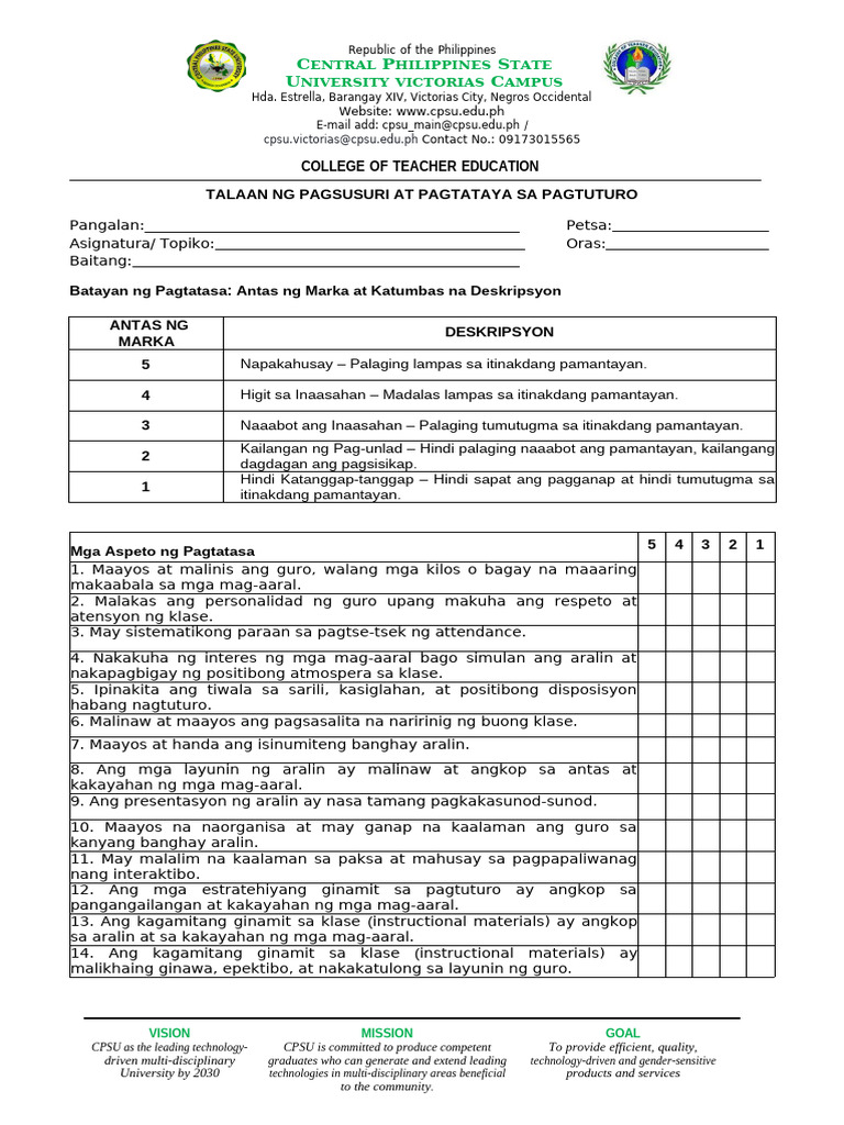 Rating Sheet | PDF