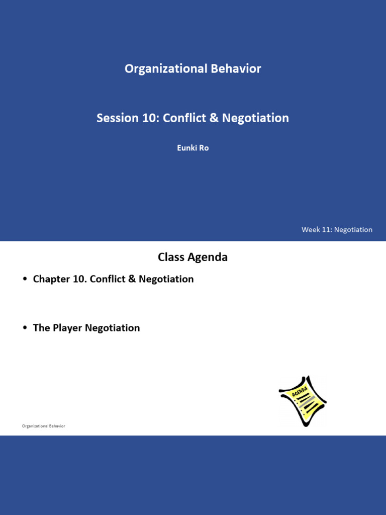 Week 11 (En) - Conflict Negotiation | PDF | Negotiation | Social Psychology