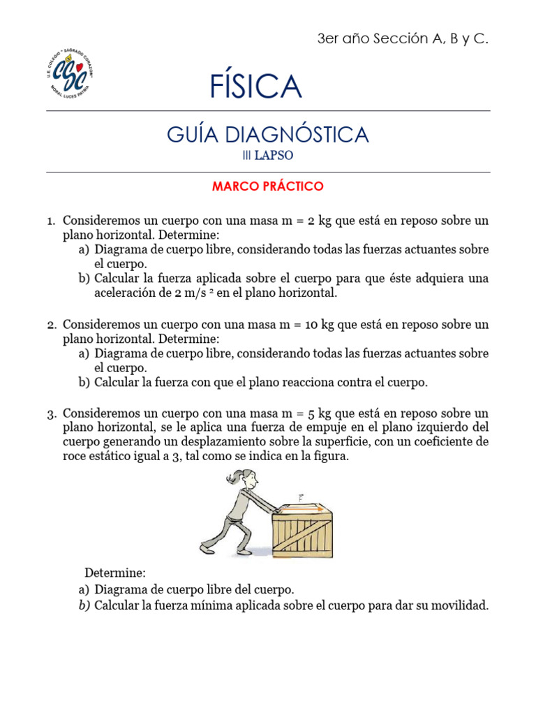Fis 3a Asignacion 3lapso 2024-2025 | PDF | Fricción | Fuerza