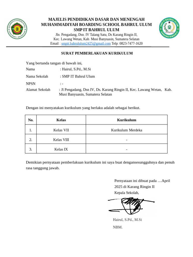 Pemberlakuan Kurikulum | PDF