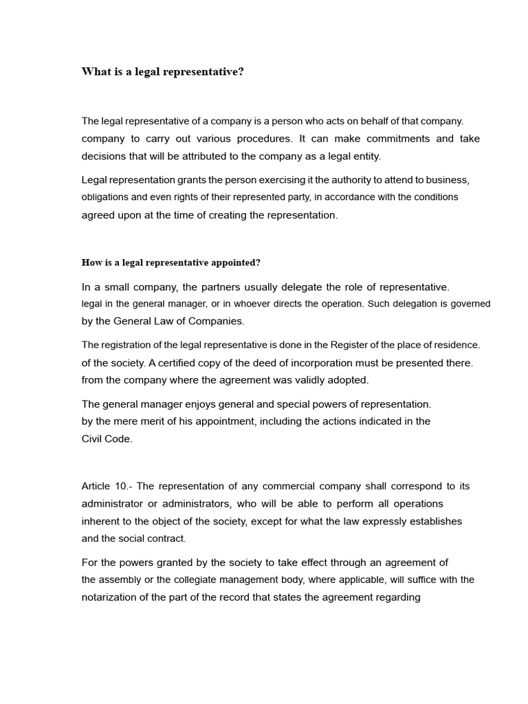 What Is A Legal Representative? | PDF | Power Of Attorney | Justice
