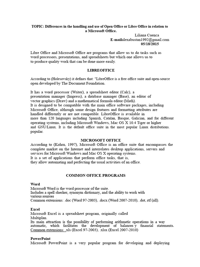 MS Office vs. LibreOffice: Key Differences | PDF | Microsoft Office ...