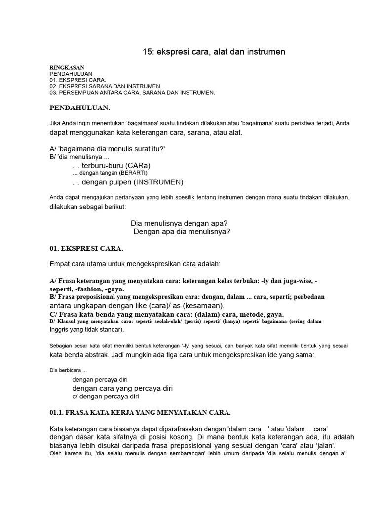 Ekspresi Cara, Sarana, dan Instrumen | PDF