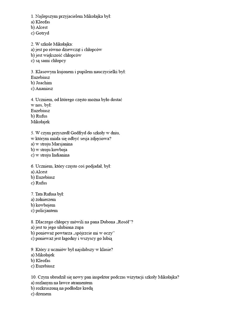 Mikołajek Test Pdf