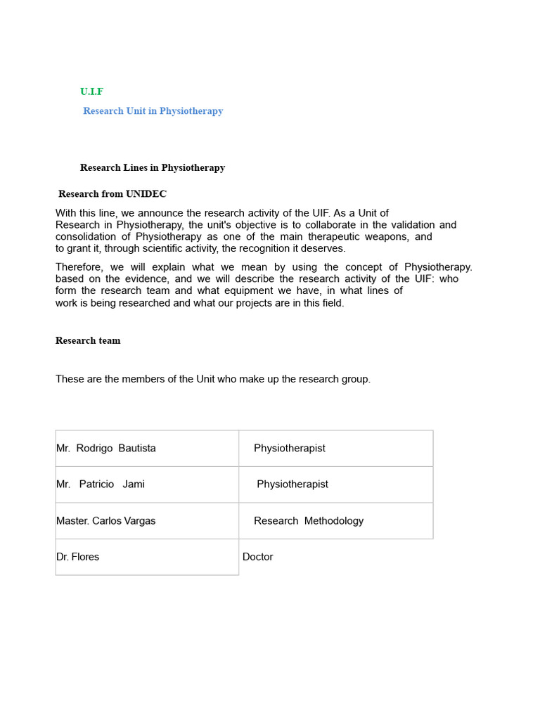 Research in Physiotherapy at UNIDEC | PDF | Physical Therapy | Evidence ...
