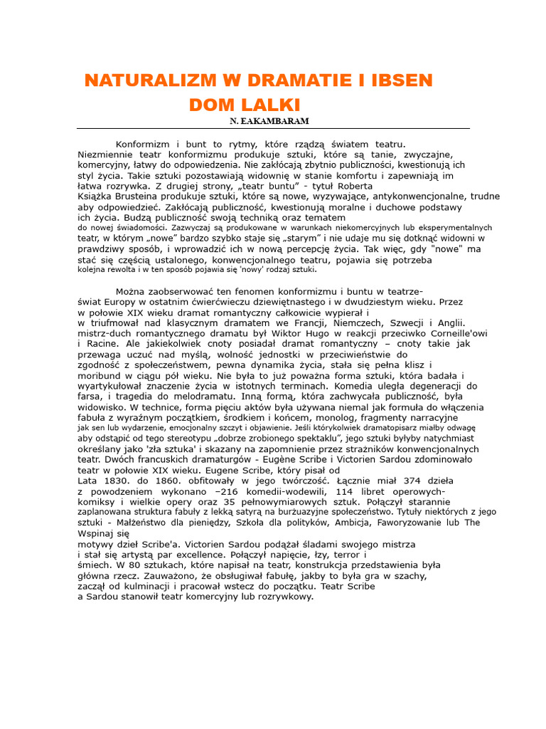 Naturalizm - Dom Lalek | PDF
