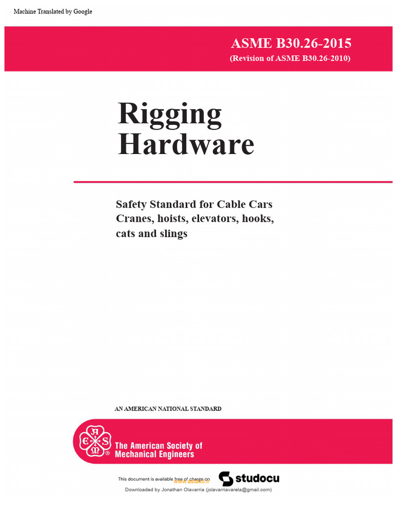 Asme B30.26 - Shackles, Hooks and Others | PDF | Crane (Machine) | Patent