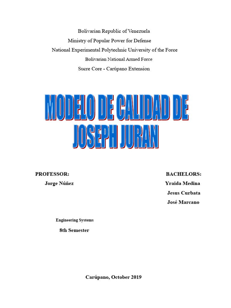 Quality Model of Joseph Juran | PDF | Quality Management | Goal