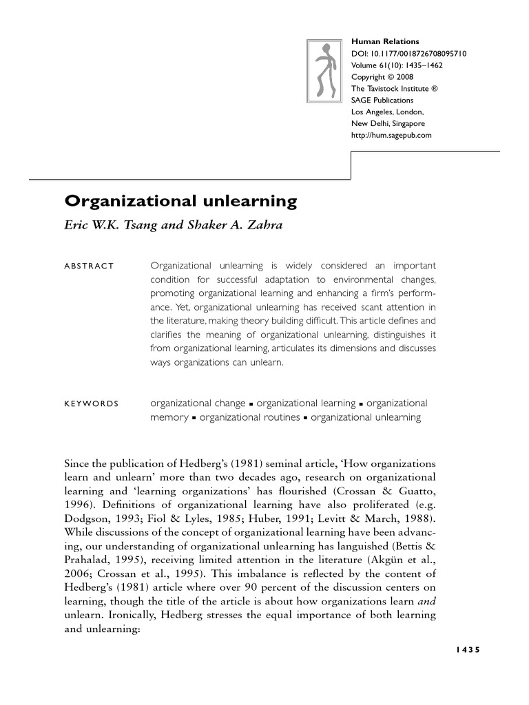 Tsang Zahra 2008 Organizational Unlearning | PDF | Knowledge | Learning