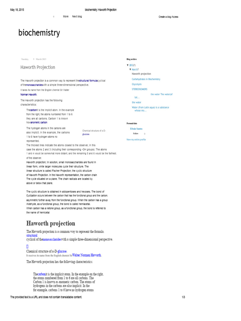 Biochemistry - Haworth Projection | PDF | Biochemistry | Chemistry