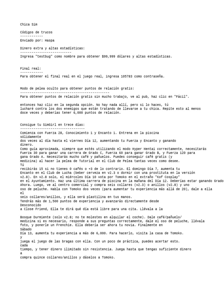 Trucos y Guía para SimGirl | PDF
