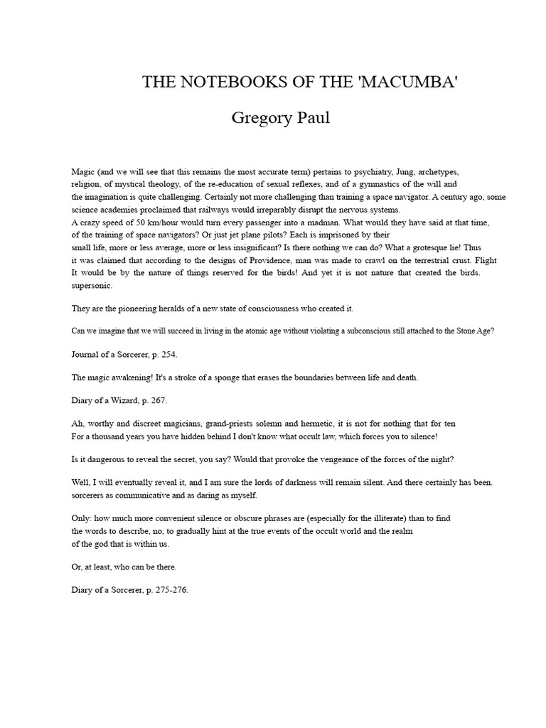 Paul Gregor - Notebooks of La Macumba | PDF | Relaxation (Psychology ...