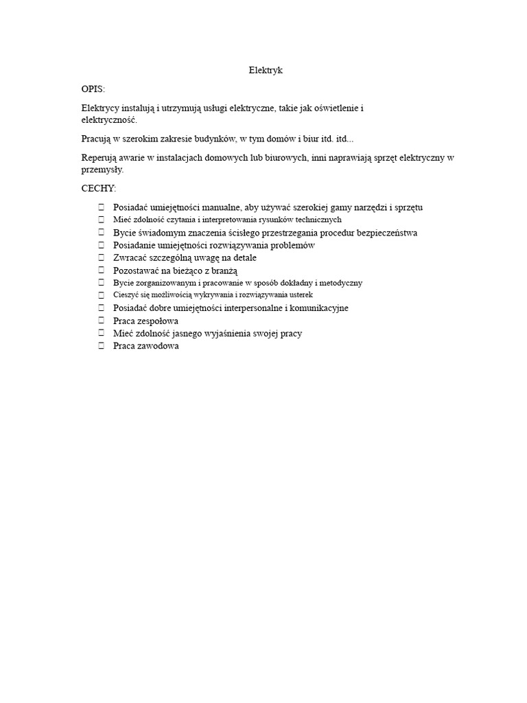 Cechy Elektryka | PDF