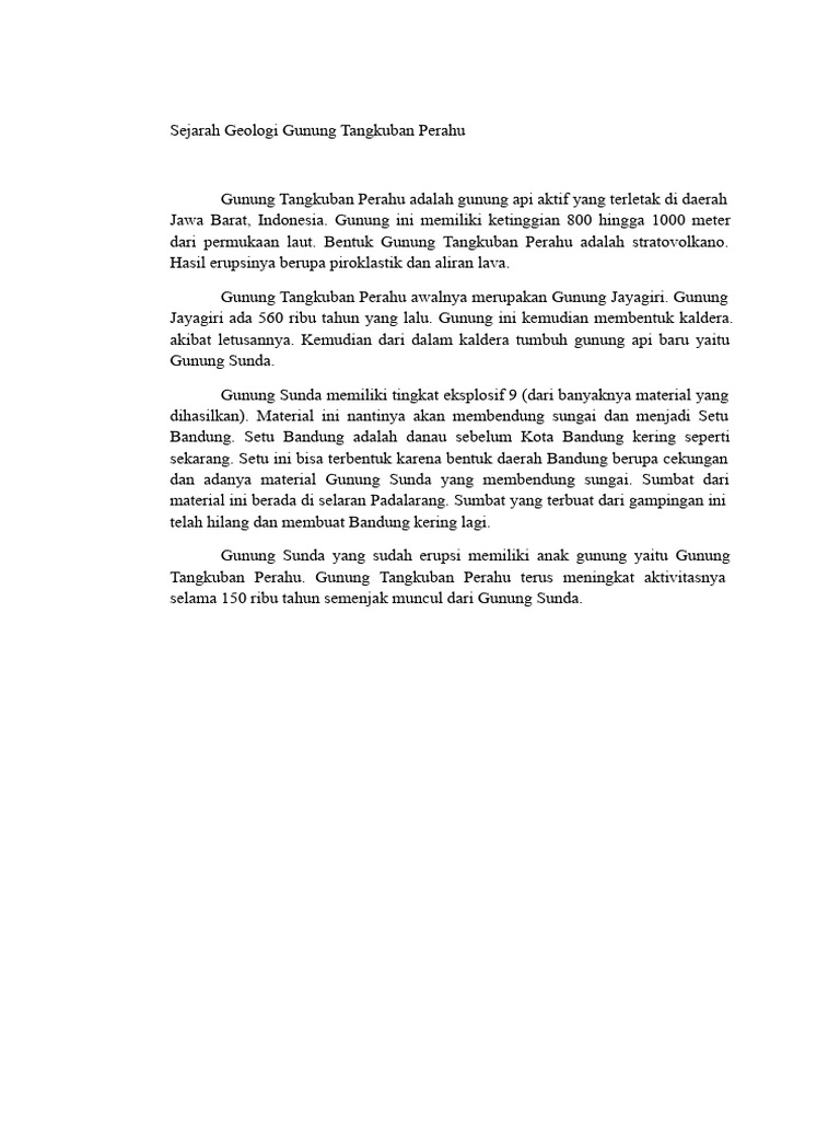 Sejarah Geologi Gunung Tangkuban Perahu | PDF