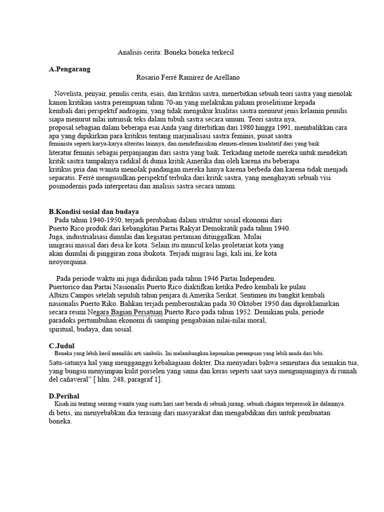 Analisis Dari Cerita La Muñeca Menor | PDF