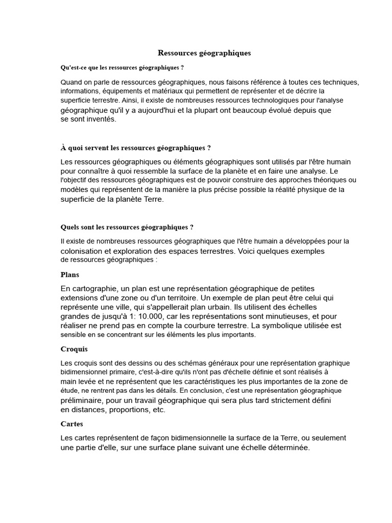 Comprendre les ressources géographiques | PDF | Géographie | Terre