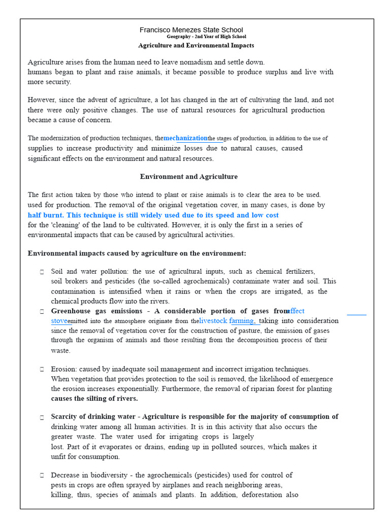 Environmental Impacts of Agriculture | PDF | Agriculture ...