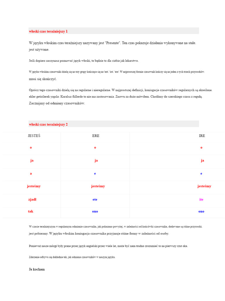 Czasy Włoskie | PDF