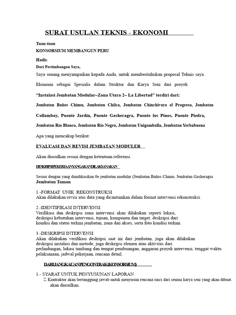Surat Usulan Teknis - Ekonomi | PDF