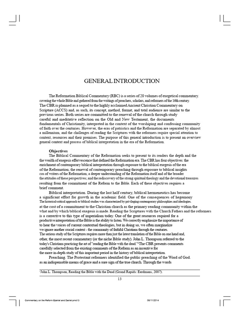 Reformation Biblical Commentary Overview | PDF | Bible | Exegesis