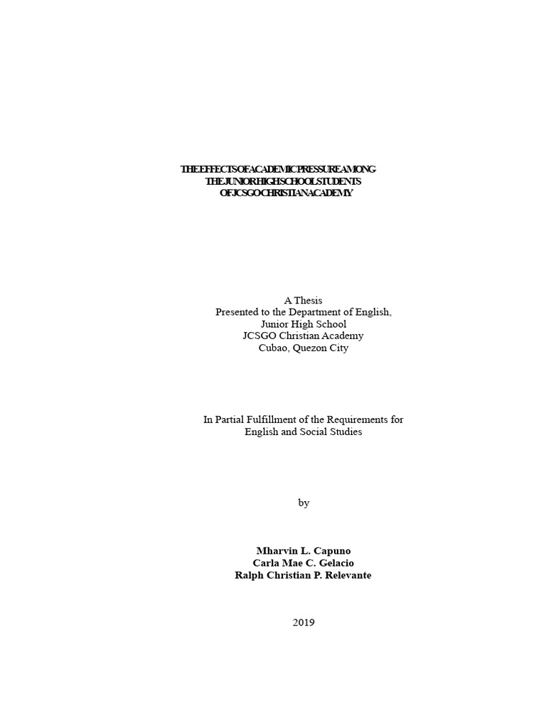 Effects of Academic Pressure on Students | PDF | Survey Methodology ...