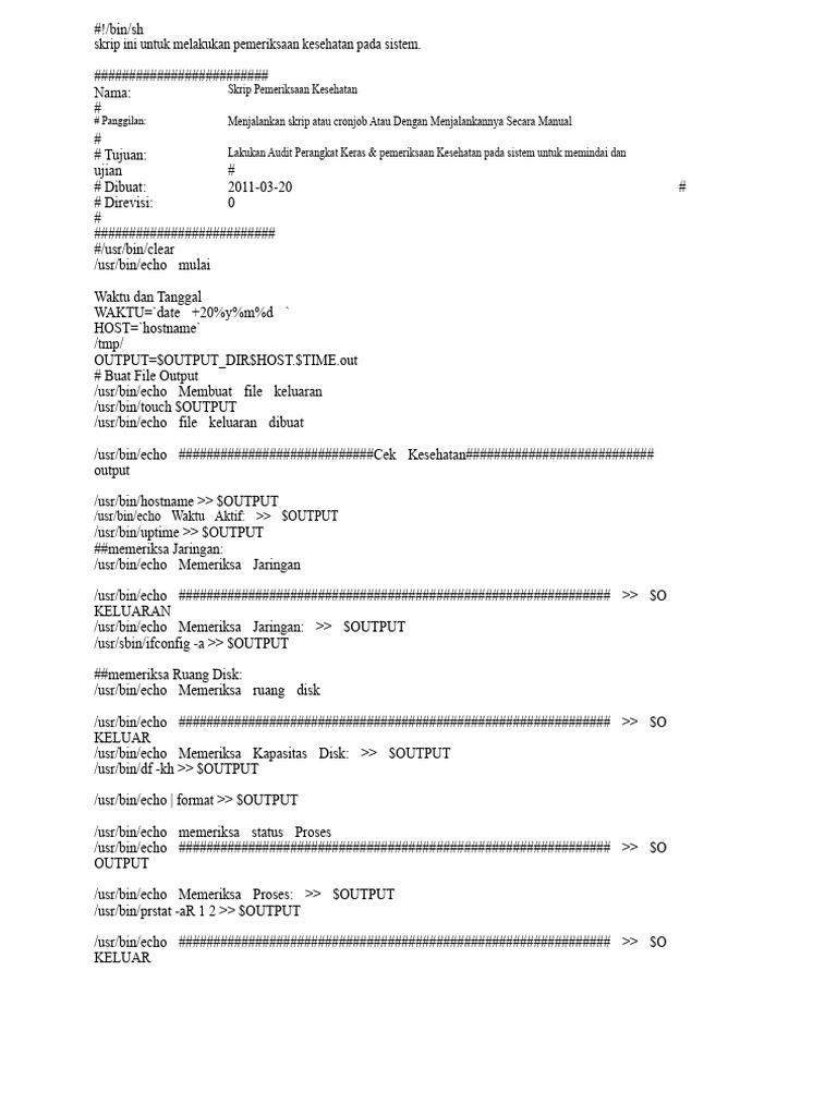 Skrip Pemeriksaan Kesehatan Solaris | PDF