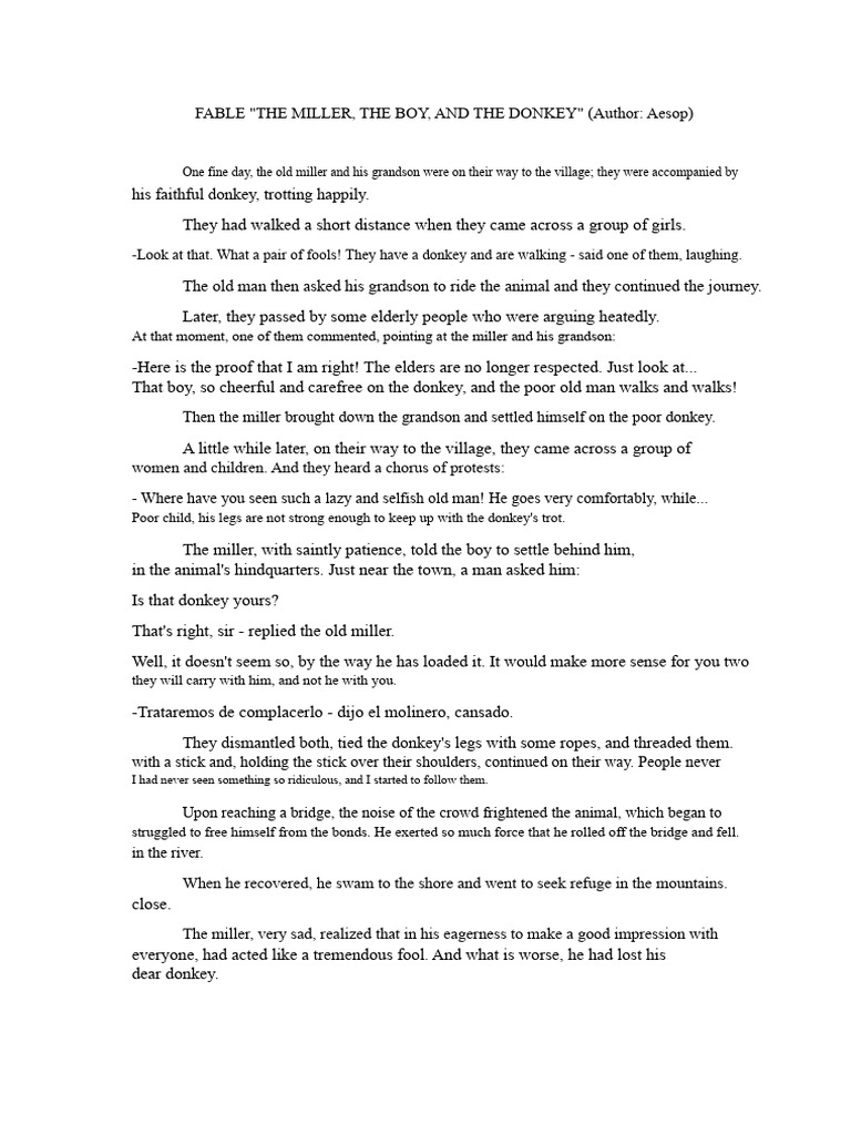 4 - The Miller, The Boy and The Donkey | PDF