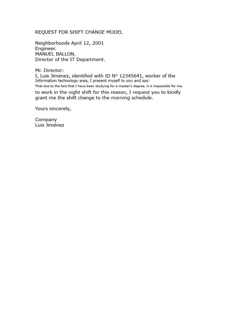 Shift Change Request Model | PDF