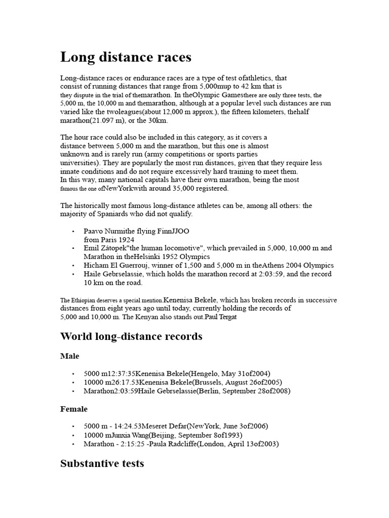 Long Distance Races | PDF