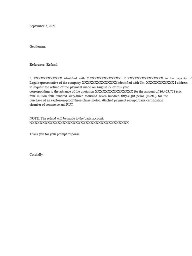 Refund Request for Payment Made | PDF