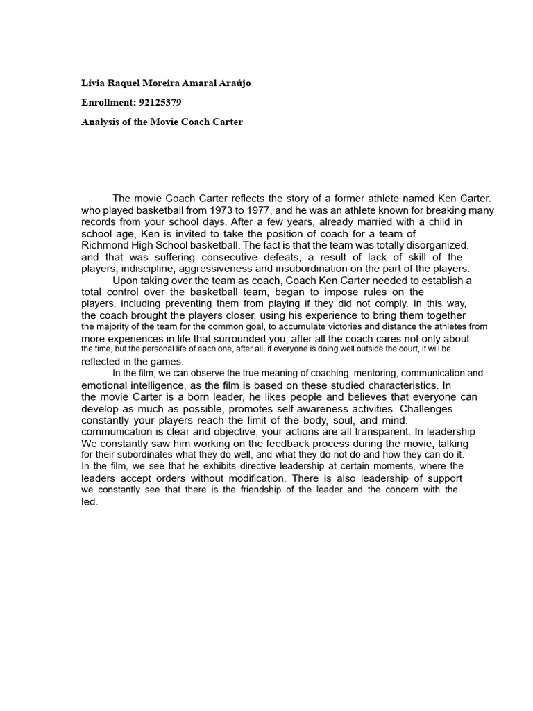 Coach Carter: Leadership and Mentoring Analysis | PDF