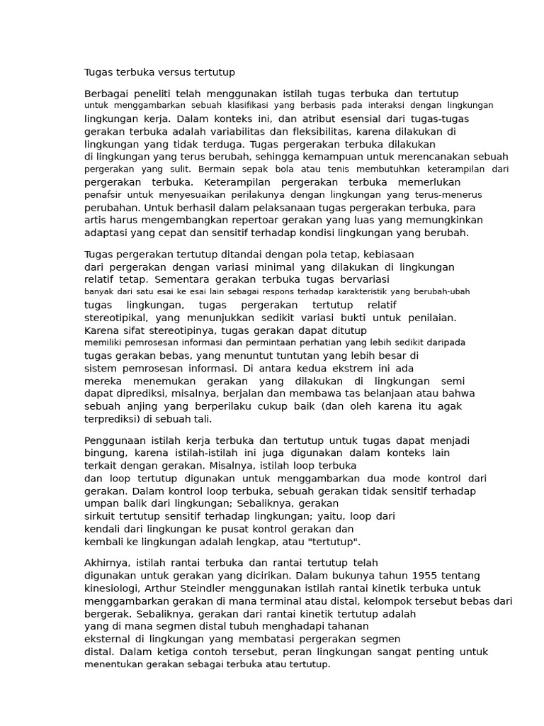 Tugas Terbuka Versus Tugas Tertutup | PDF