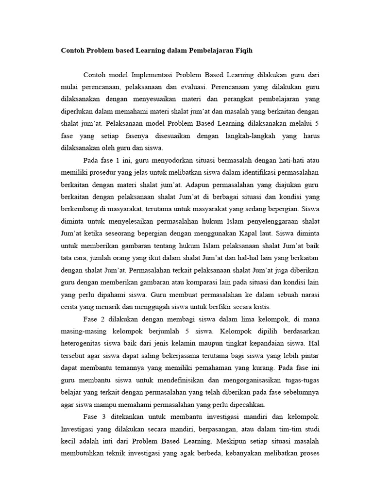 Contoh Problem Based Learning Dalam Pembelajaran Fiqih | PDF