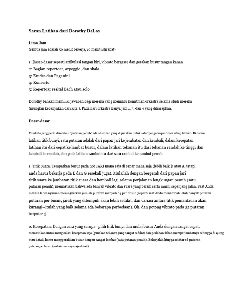 Latihan Violin Efektif oleh Dorothy DeLay | PDF