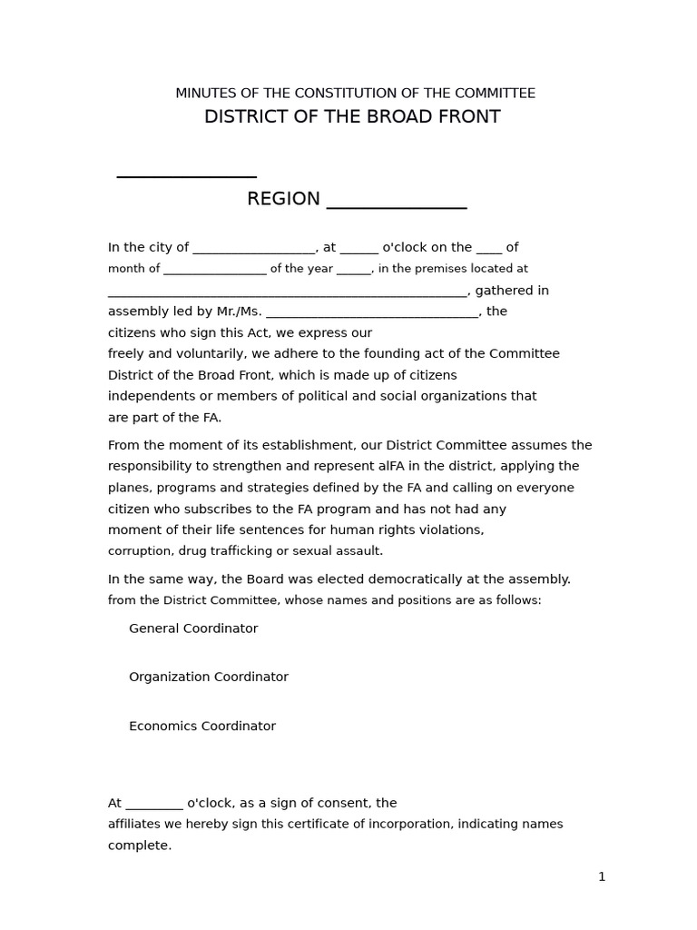 District Committee Minutes Model | PDF