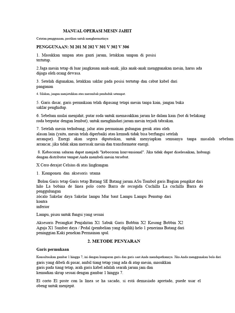 Manual Operasi Mesin Jahit | PDF