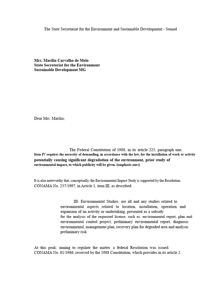 Request For Exemption From EIA RIMA | PDF | Environmental Impact ...