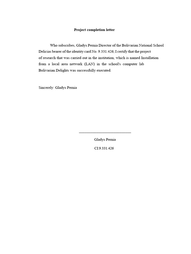 Project Completion Letter | PDF