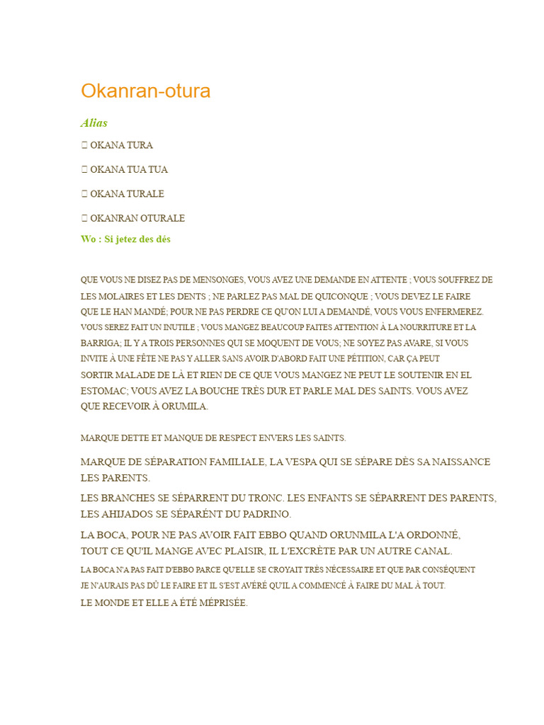 Okanran-otura : Conseils et avertissements | PDF