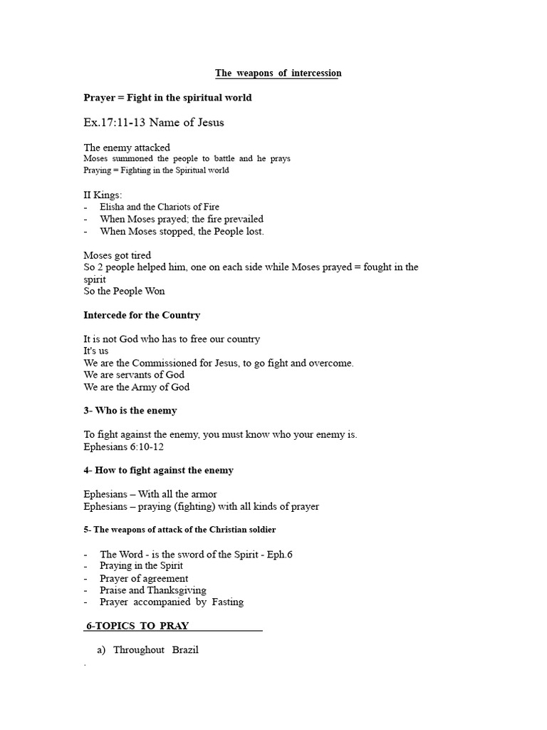 Lesson 8 The Weapons of Intercession | PDF