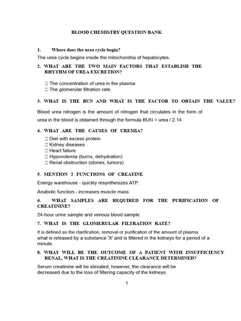 Blood Chemistry Question Bank Guide | PDF | Lipoprotein | Cholesterol