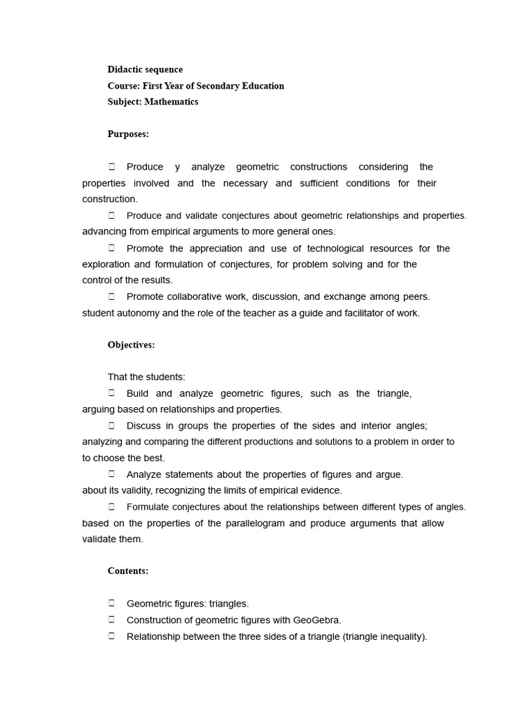 Didactic Sequence - Triangles | PDF | Triangle | Geometry