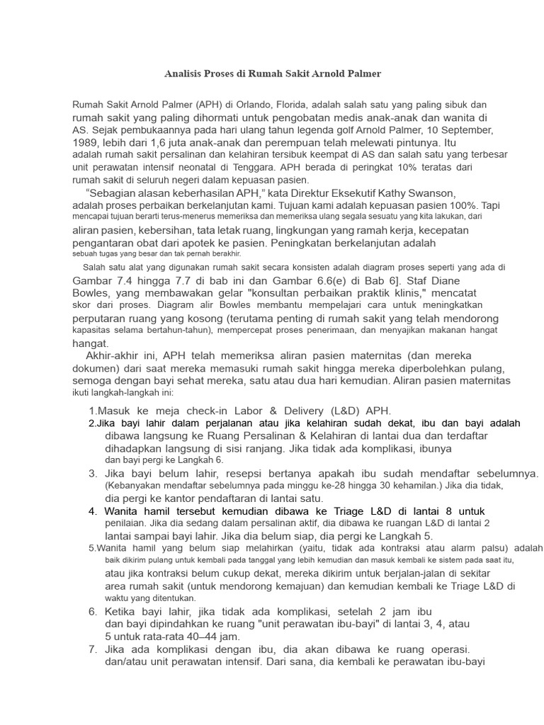 Analisis Proses Di Rumah Sakit Arnold Palmer PDF | PDF