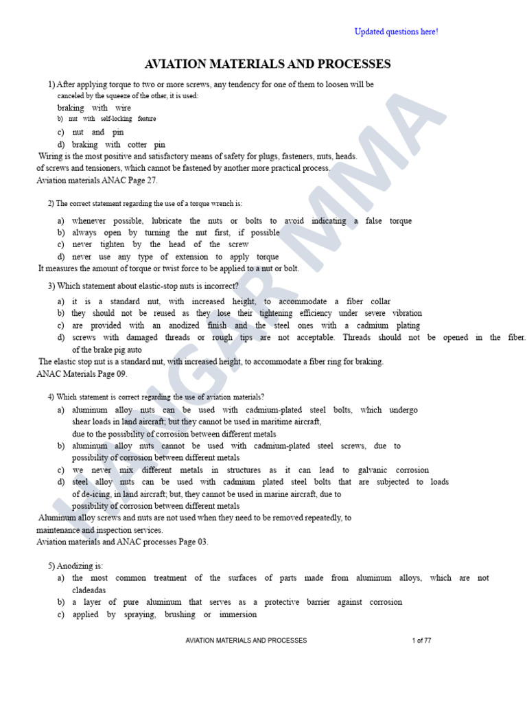 Simulated - Aviation Materials and Processes | PDF | Corrosion | Heat ...