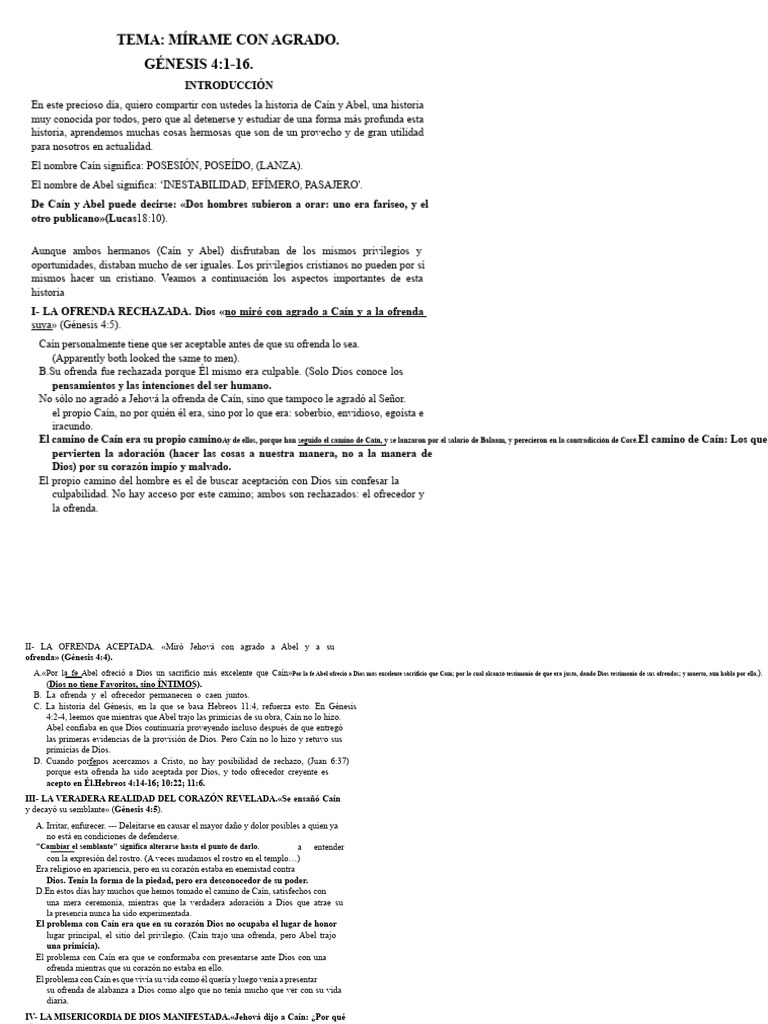 CAIN Y ABEL | PDF | Pecado | Misericordia