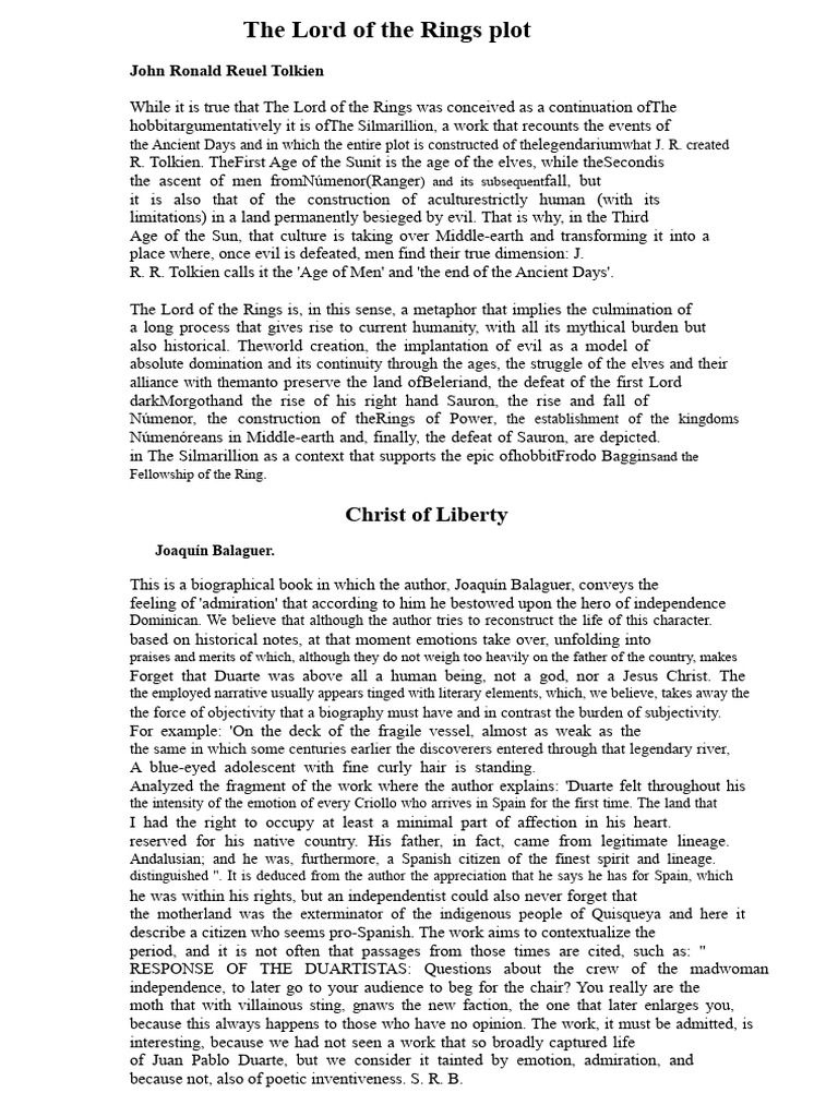 Christ of Liberty: John Ronald Reuel Tolkien | PDF | The Lord Of The ...