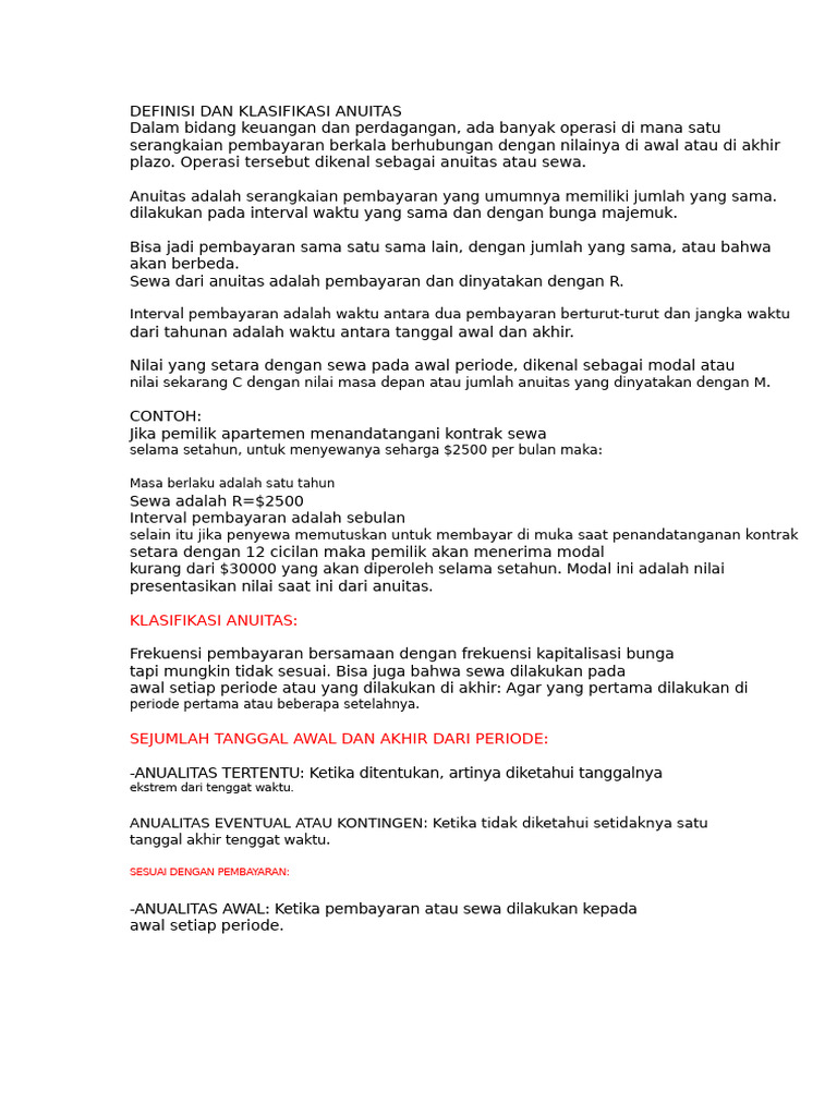 Definisi dan Klasifikasi Anuitas | PDF